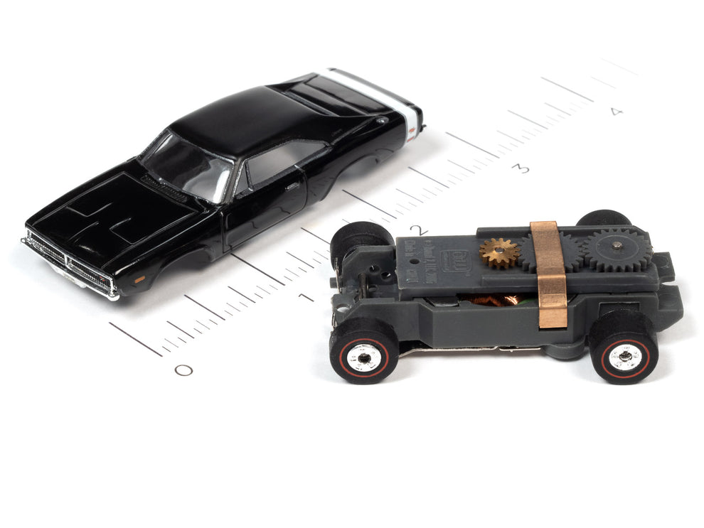 1969 Dodge Charger RT (Black) H.O. Scale Slot Car, ThunderJet Chassis ...